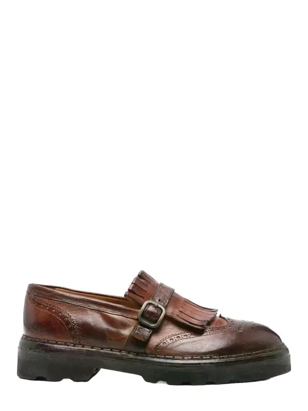 Eleventy Tassel-buckle Monk Shoes - Brown