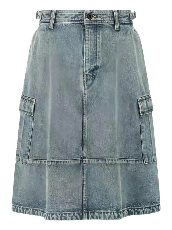 Balenciaga Cargo Denim Midi Skirt - Blue