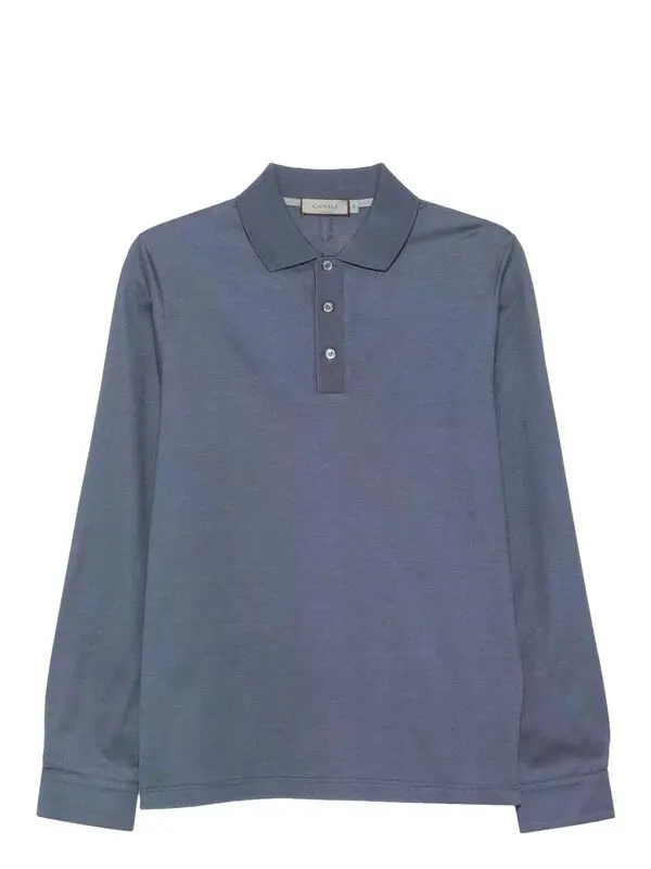Canali Long-sleeve Polo Shirt - Blue
