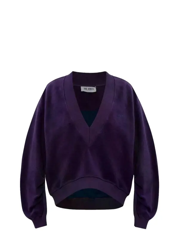 Attico V-neck Logo Sweatshirt - Purple