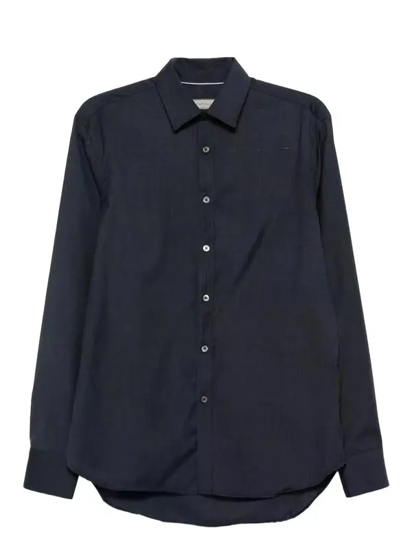 Canali Long-sleeve Wool Shirt - Blue