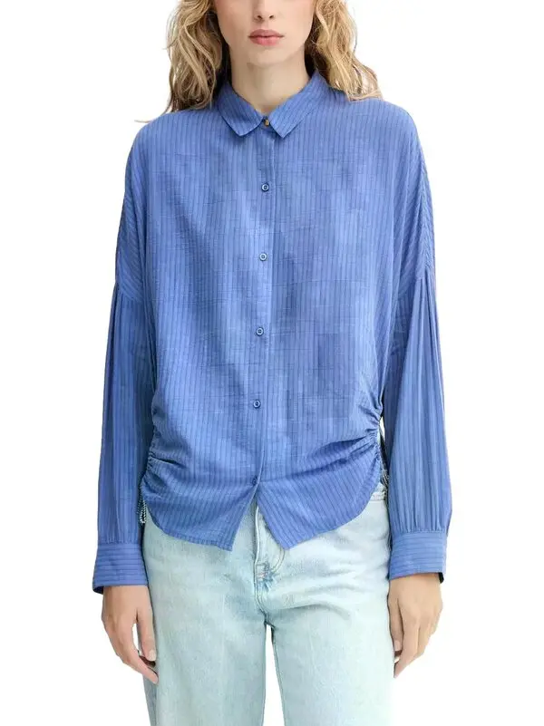 SESSUN Drawstring Textured Shirt - Blue