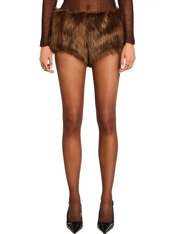 Retrofete Arista Faux Fur Shorts - Brown