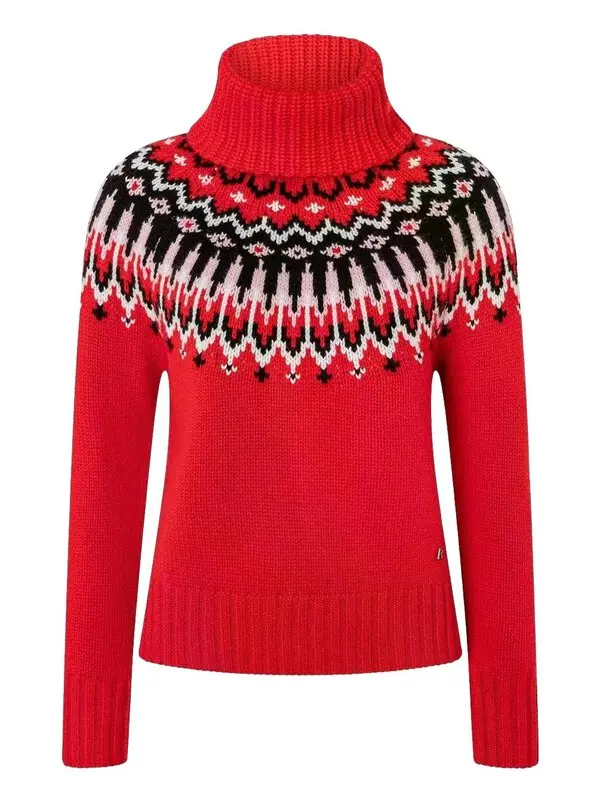 Bogner Fair Isle Intarsia Knit Ingrid Sweater - Red