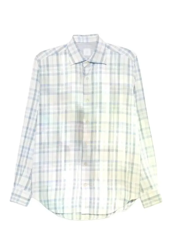 Eleventy Checked Long-sleeve Shirt - Blue