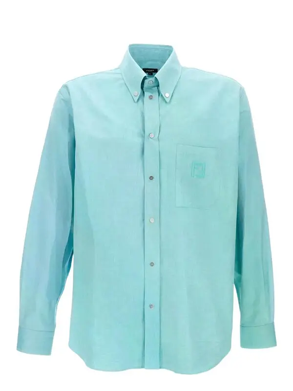 Fendi Cotton Logo Shirt - Blue