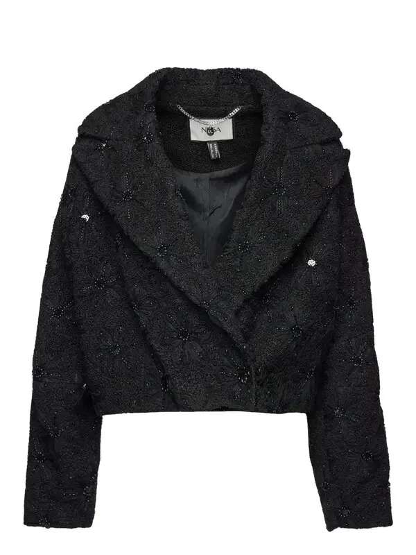 NISSA Bead-embellished Bouclé Jacket - Black