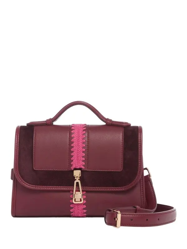 Gabriela Hearst Leonora Flap Embroidered Bag Nappa Leather - Bordeaux/fuchsia