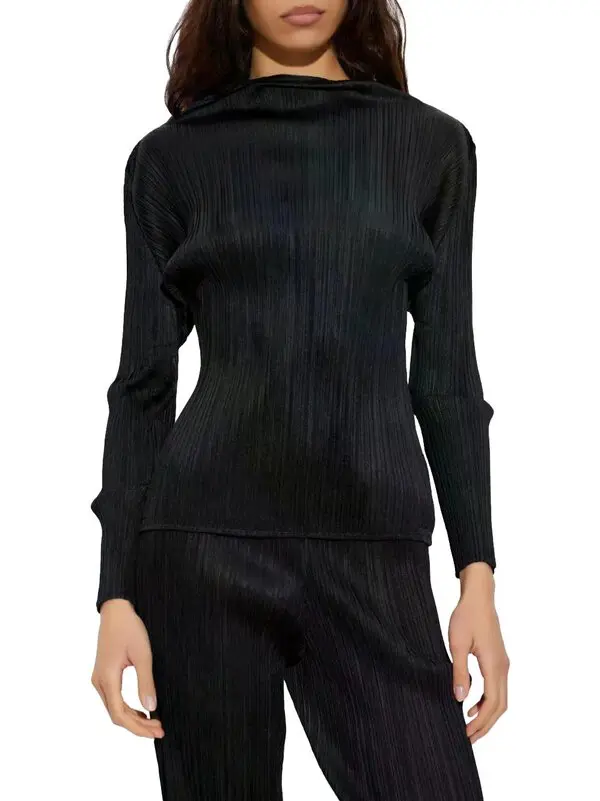 Issey Miyake Pleated Long-sleeve Top - Black