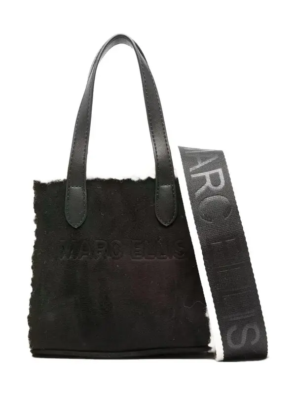MARC ELLIS Shearling-trim Shoulder Bag - Black