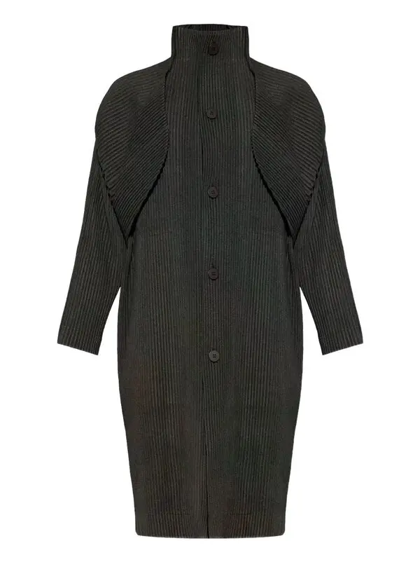 Issey Miyake Pleated Single-breasted Coat - Brown