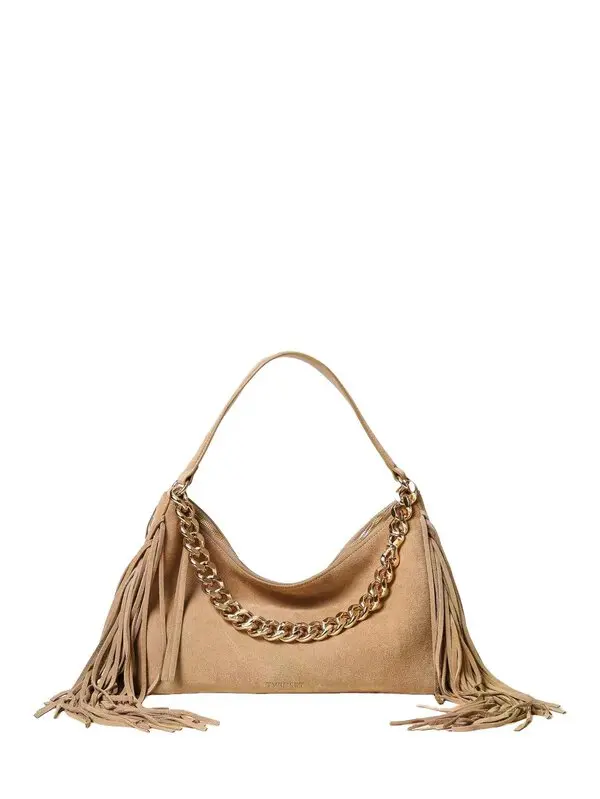 TWINSET Liliane Fringed Chain Shoulder Bag - Neutrals