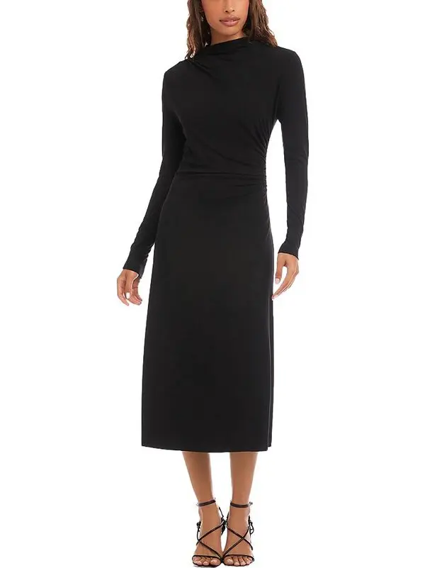 Karen Kane Elise Long-sleeved Side Shirred Dress - Black