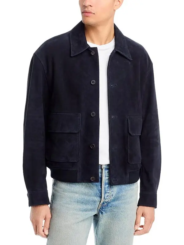 FRAME Suede Shirt Jacket - Dark Navy