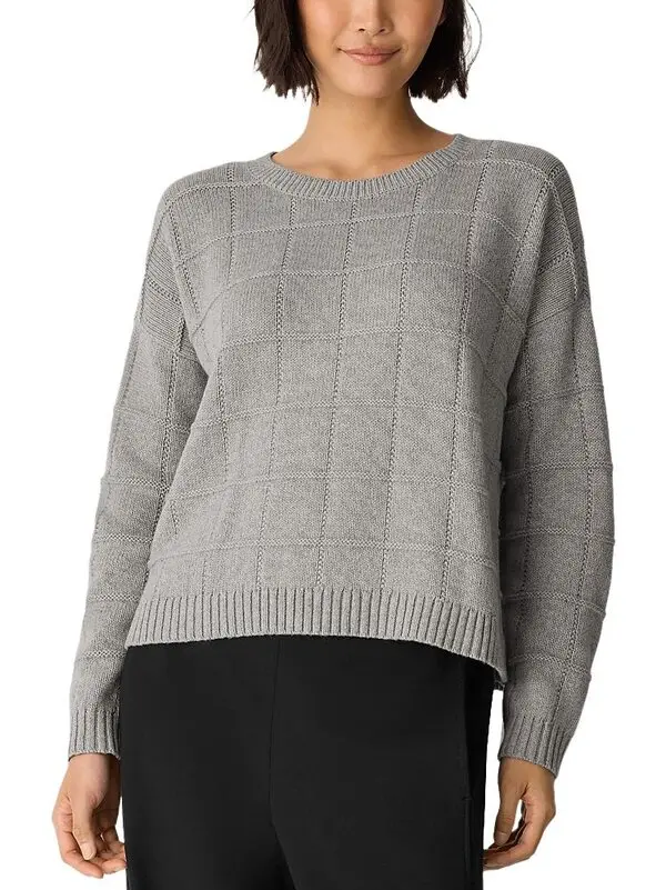 Eileen Fisher Pointelle Grid Sweater - Dark Pearl