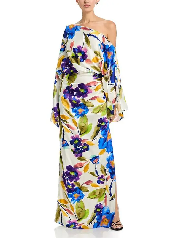 Ramy Brook Noel Silk Blend Maxi Dress - Ivory Floral Silk