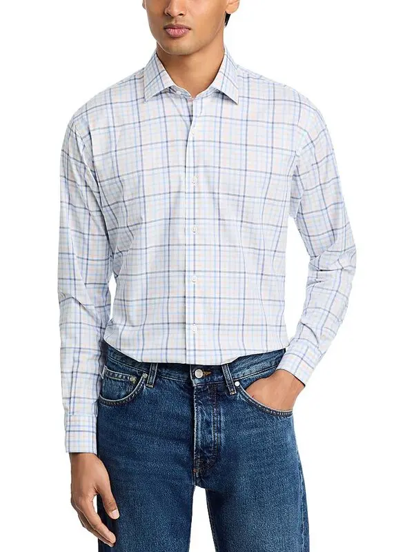 Peter Millar Warren Crown Long Sleeve Button Front Shirt - Navy