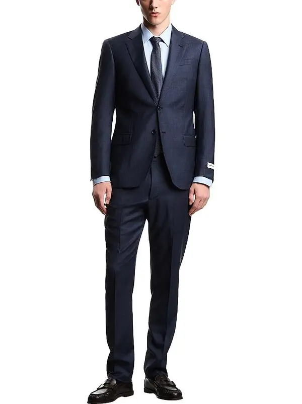 Emporio Armani Regular Fit Checkered Suit - Bluette