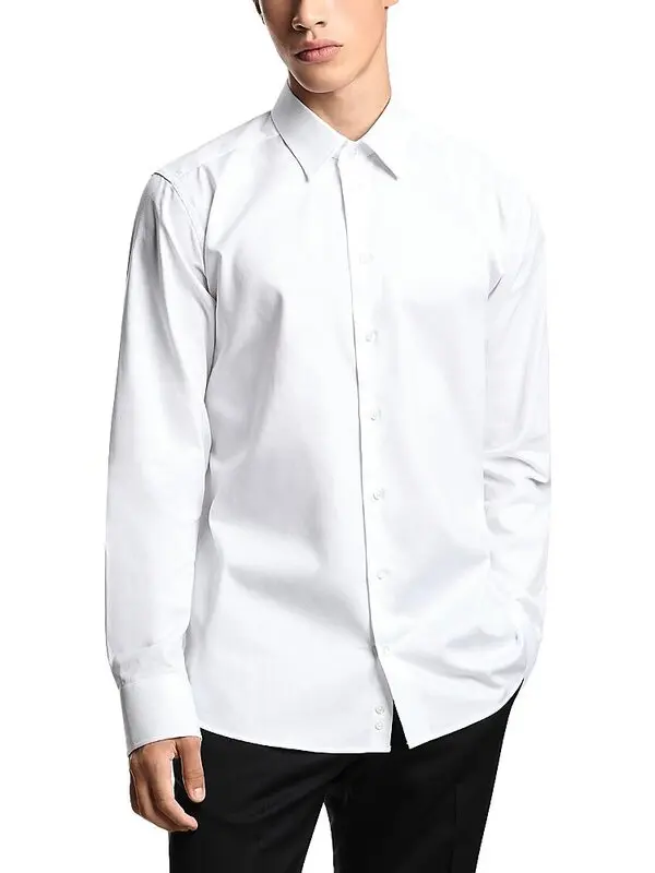 Emporio Armani New York Regular Fit Textured Cotton Dress Shirt - White