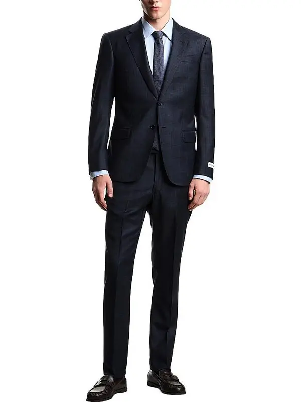 Emporio Armani Regular Fit Wool Suit - Blue/brown