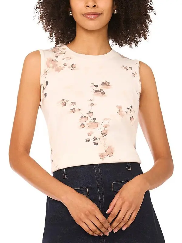 Vince Camuto Floral Sleeveless Shell - Birch