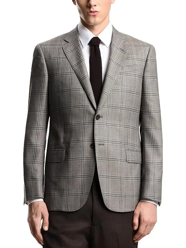 Emporio Armani G Line Single-breasted Plaid Sport Jacket - Grey