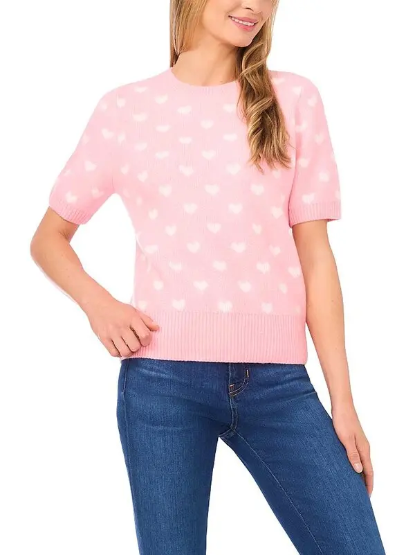 CECE DUPRAZ Heart Jacquard Sweater - Prism Pink