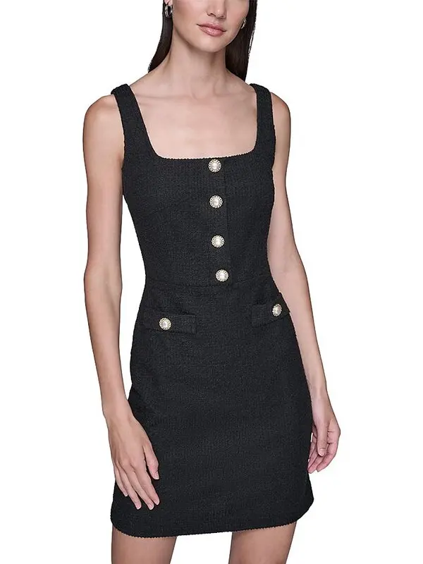 Karl Lagerfeld Paris Tweed Sheath Dress - Black