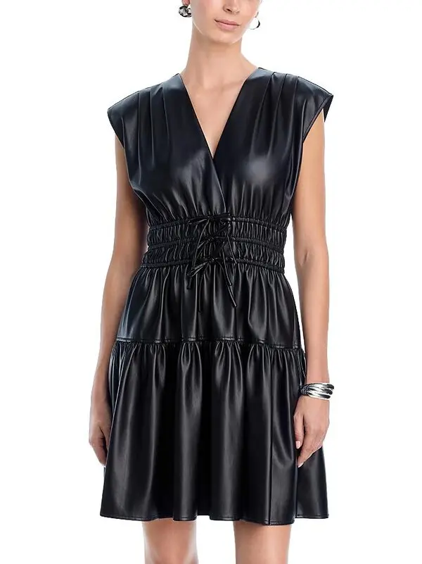 Derek Lam 10 Crosby Tora Faux Leather Mini Dress - Black