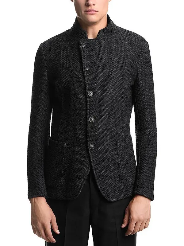 Emporio Armani Regular Fit Textured Jacket - Black