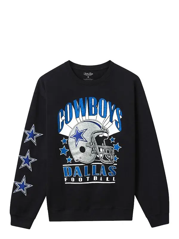 Junk Food Clothing Nfl Dallas Cowboys Glitter Helmet Fleece Sweatshirt - Black