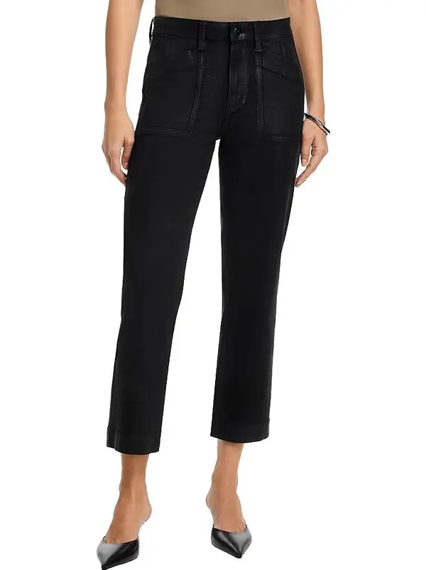 Paige Quincy Mid-rise Ankle Jeans - Black Fog Luxe Coating
