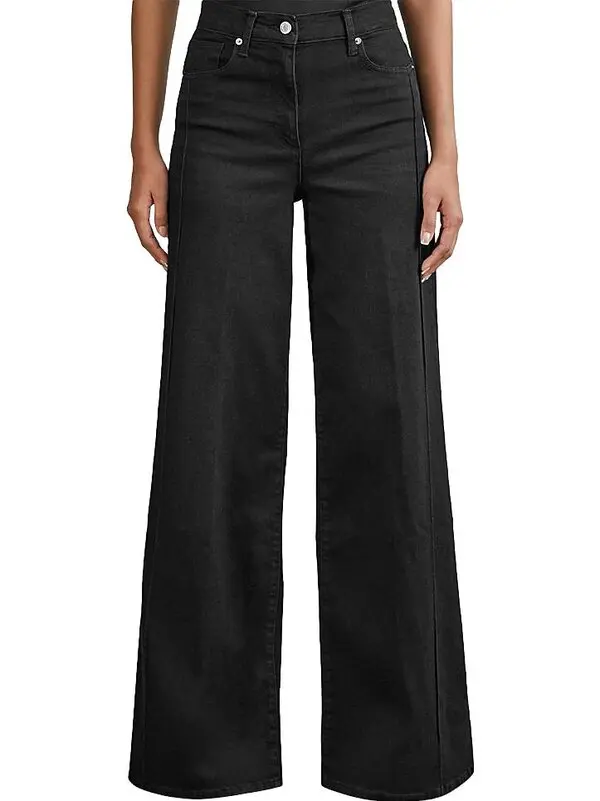 REISS Petite Mid-rise Wide Leg Jeans - Black