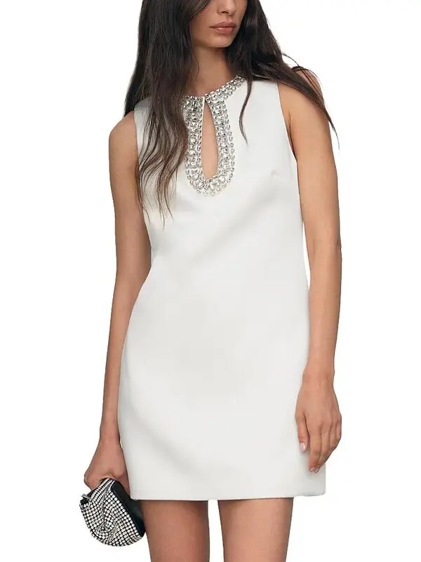 REISS Embellished Mini Dress - Ivory