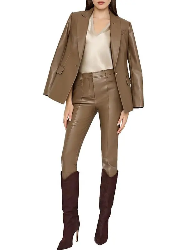 MILLY Rue Faux Leather Pants - Mocha