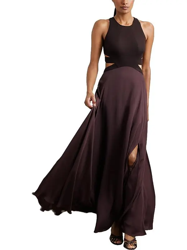 REISS Cutout Sleeveless Maxi Dress - Burgundy