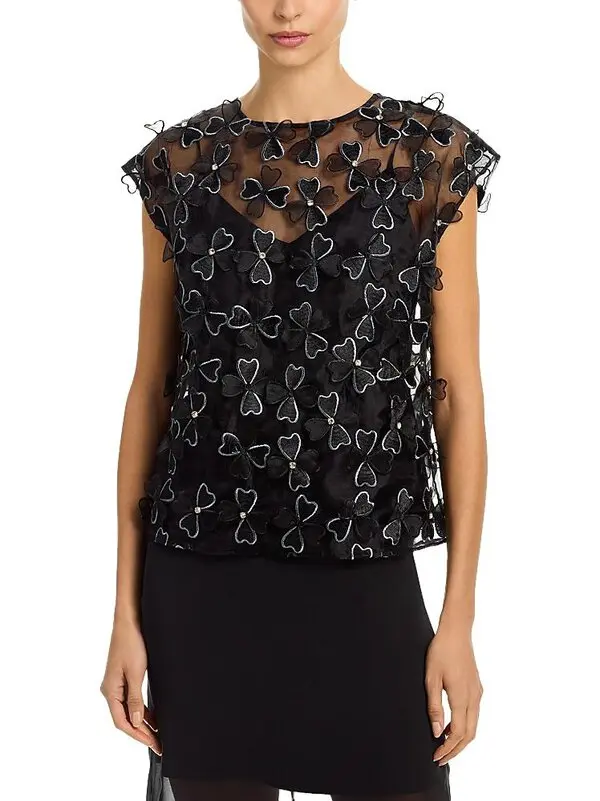 MILLY Ryan Clover Blouse - Black
