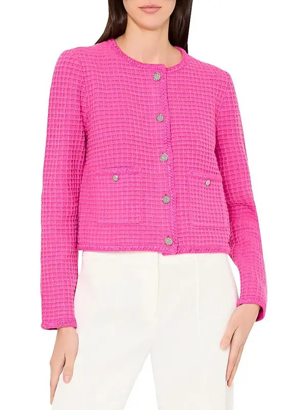 MILLY Textured Cardigan Jacket - Pink