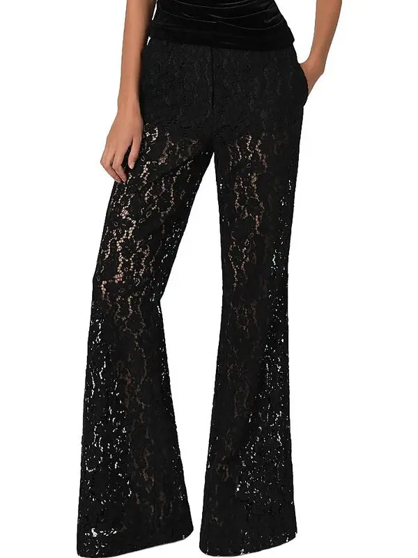 REISS Lace Wide Leg Pants - Black