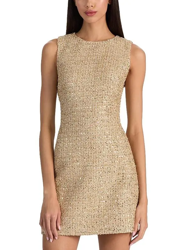 Alice + Olivia Cade Sleeveless Shift Mini Dress - Pale Gold