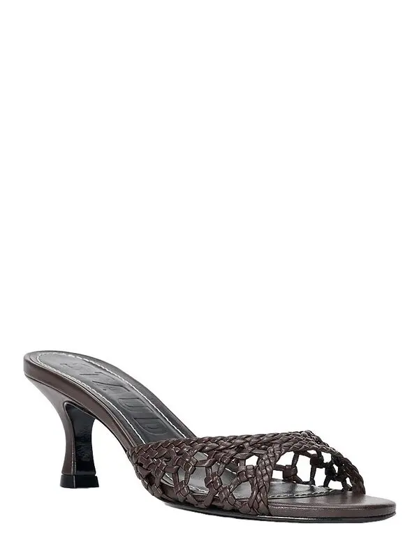 Staud Brigitte Knotted Woven Mules - Espresso