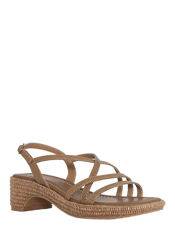 DONALD PLINER Strappy Espadrille High Heel Sandals - Saddle Lizard Print