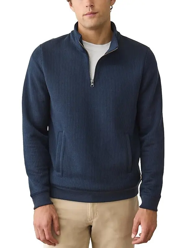 Marine Layer Corbet Quilted Quarter Zip Sweater - Navy