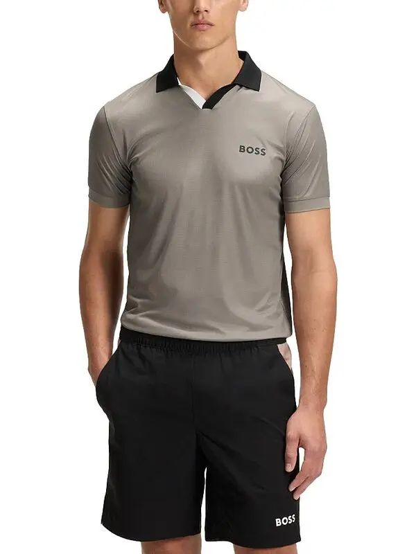BOSS Palle Toc Slim Fit Short Sleeve Polo Shirt - Light Pastel Grey