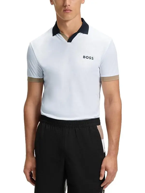 BOSS Palle Toc Slim Fit Short Sleeve Polo Shirt - White
