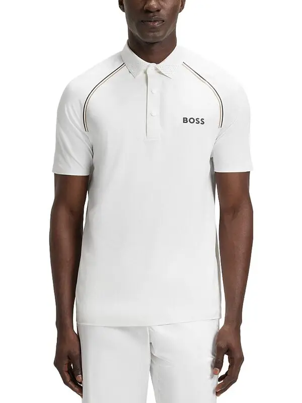 BOSS Patteo Toc Slim Fit Short Sleeve Polo Shirt - White