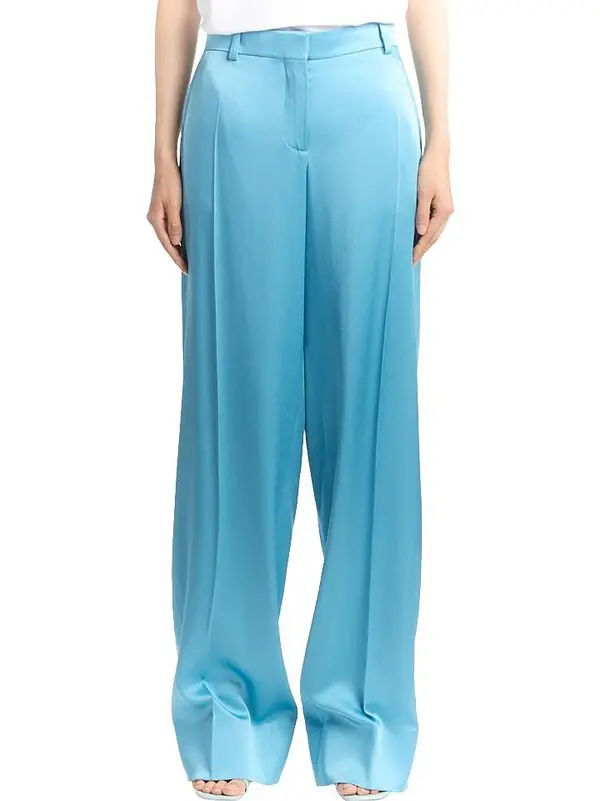 Stella McCartney Satin Dropped Waist Wide Leg Pants - Steel Blue