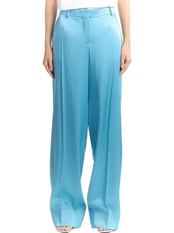 Stella McCartney Satin Dropped Waist Wide Leg Pants - Steel Blue