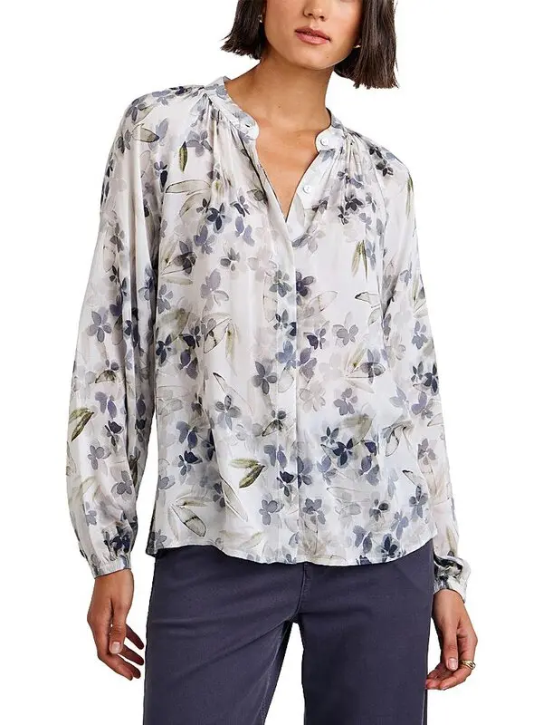 Bella Dahl Long Sleeve Shirred Raglan Shirt - Frozen Wisteria