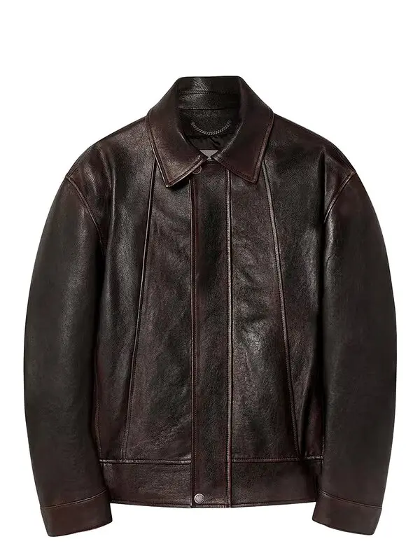 Golden Goose Prince Leather Bomber Jacket - Brown